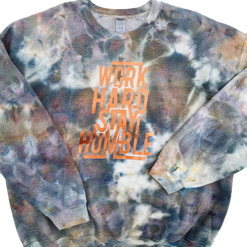 WORK HARD STAY HUMBLE | Vintage Style Tie Dye | Unisex Crew Neck ...