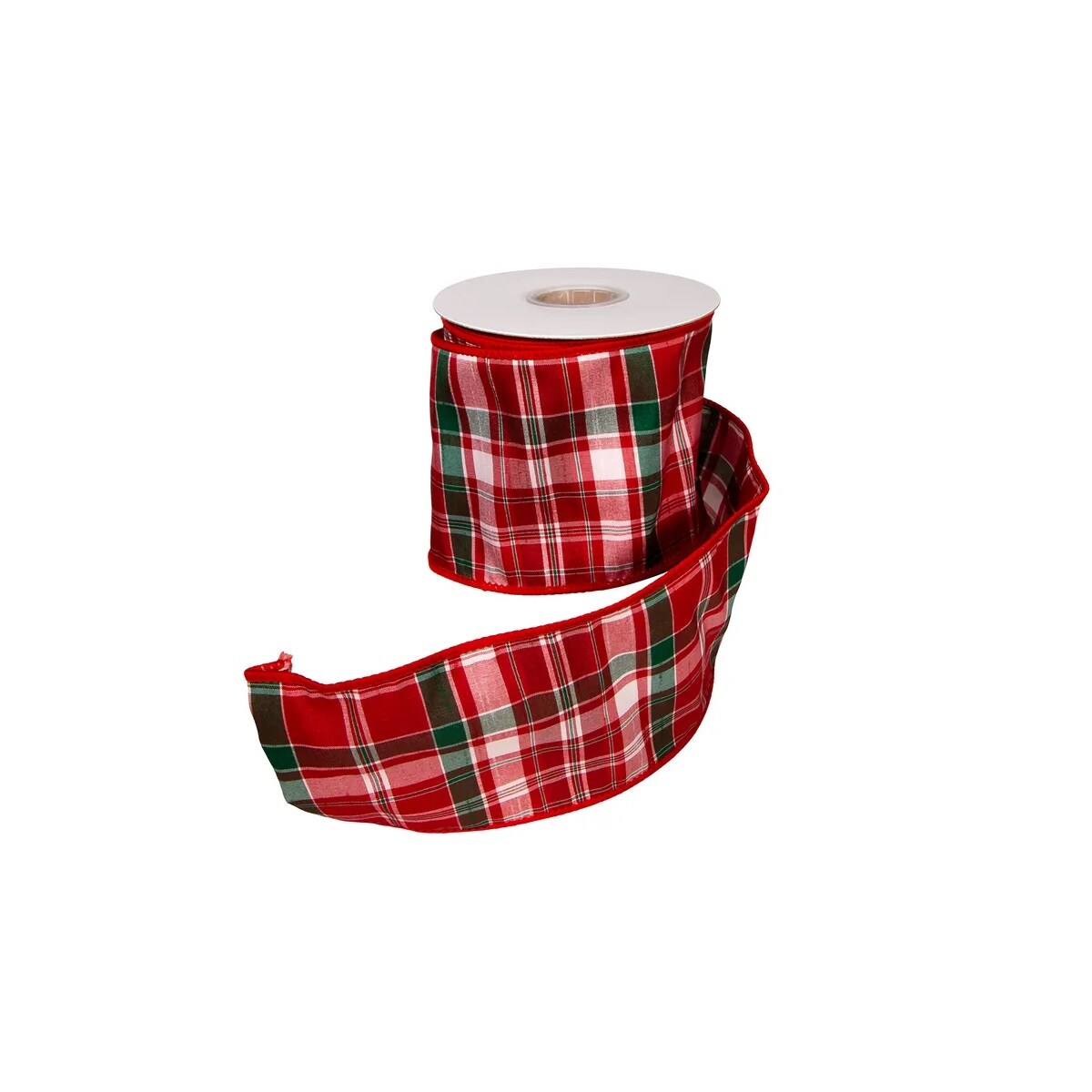 KSA Pack of 6 Red and Green Holiday Plaid Wired Christmas Craft Ribbon ...