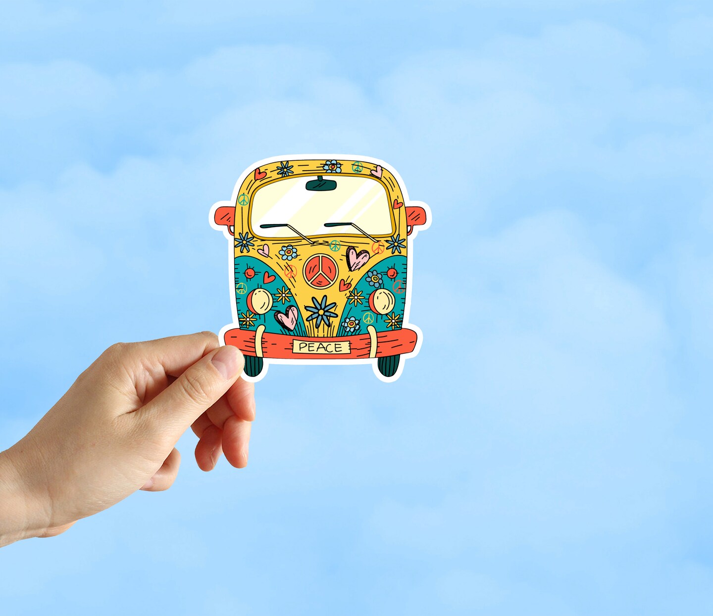 Hippie Van Sticker, Funny Sticker, Water Bottle Stickers, Laptop ...