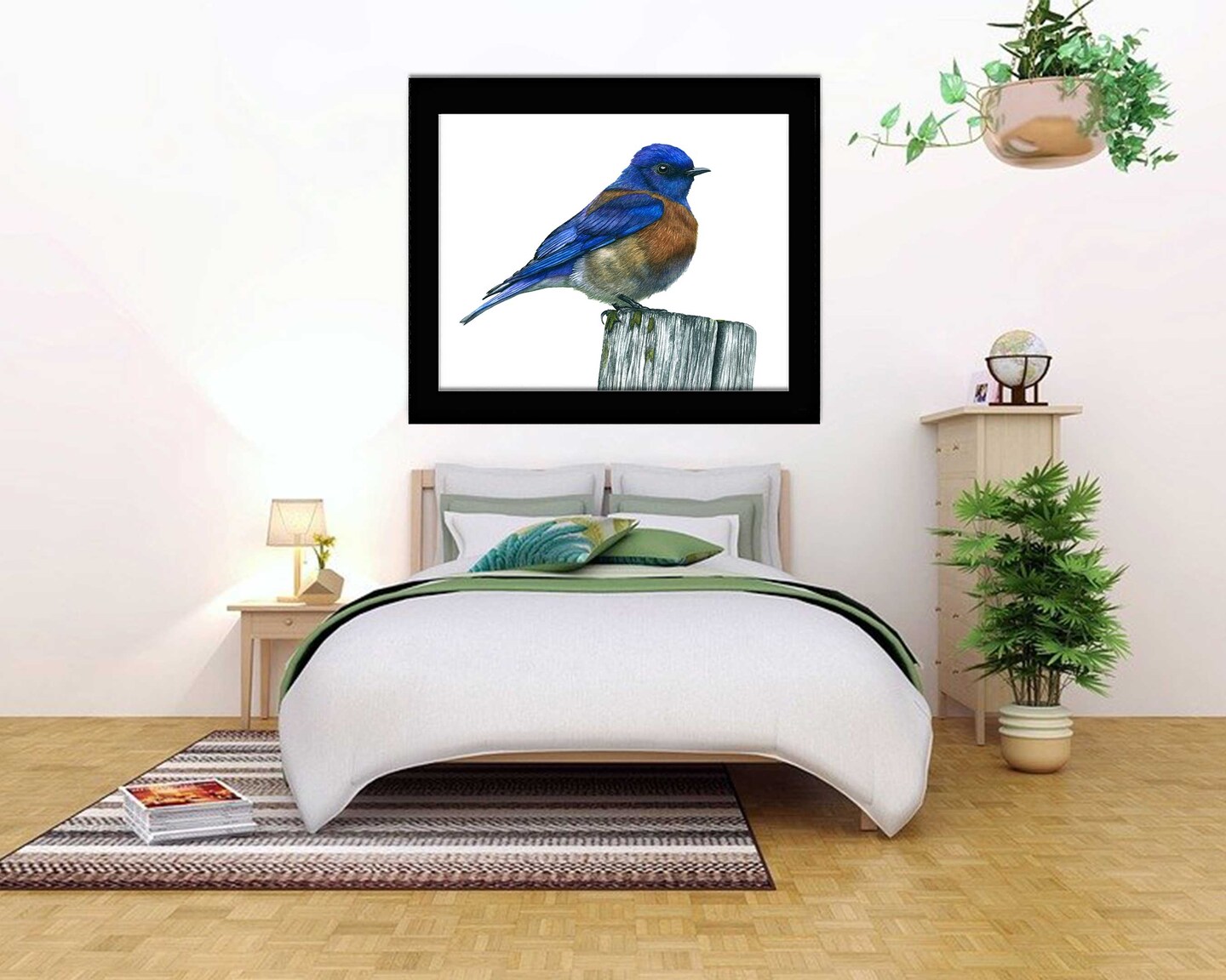 Bluebird Watercolor Art Print Blue Bird Wall Art Decor Eastern Bluebird ...