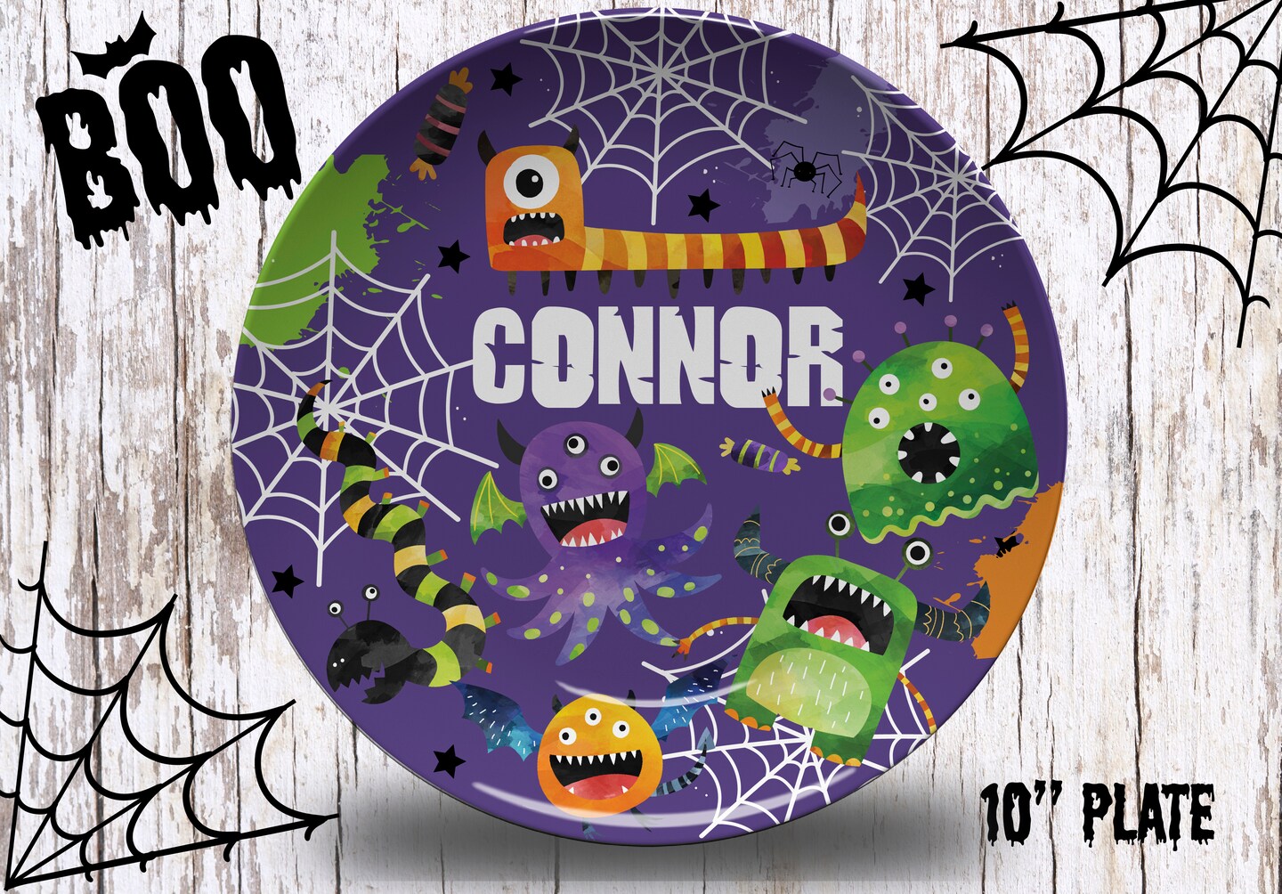 Monsters Halloween Plate, Scary Monster Halloween Plate, Halloween ...