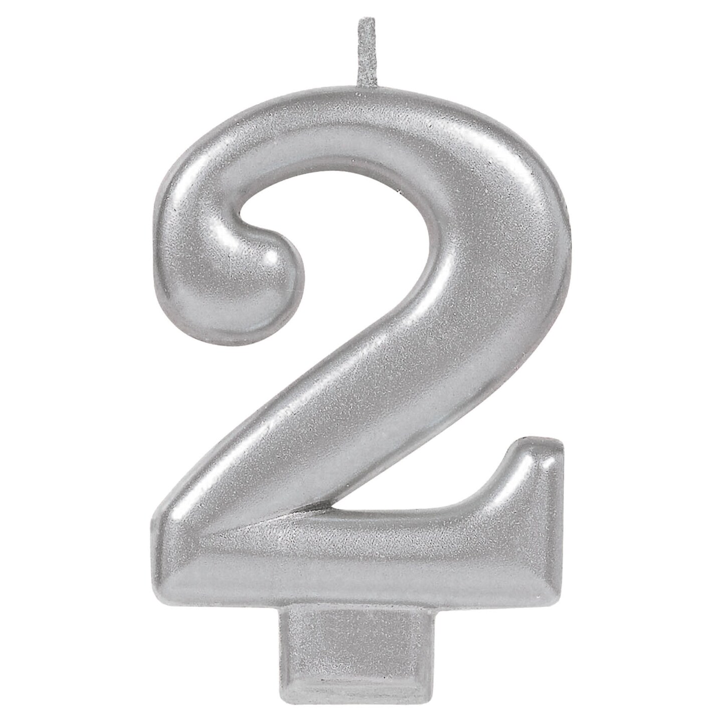 Numeral Metallic Birthday Candle #2 - Silver, 1ct | Michaels