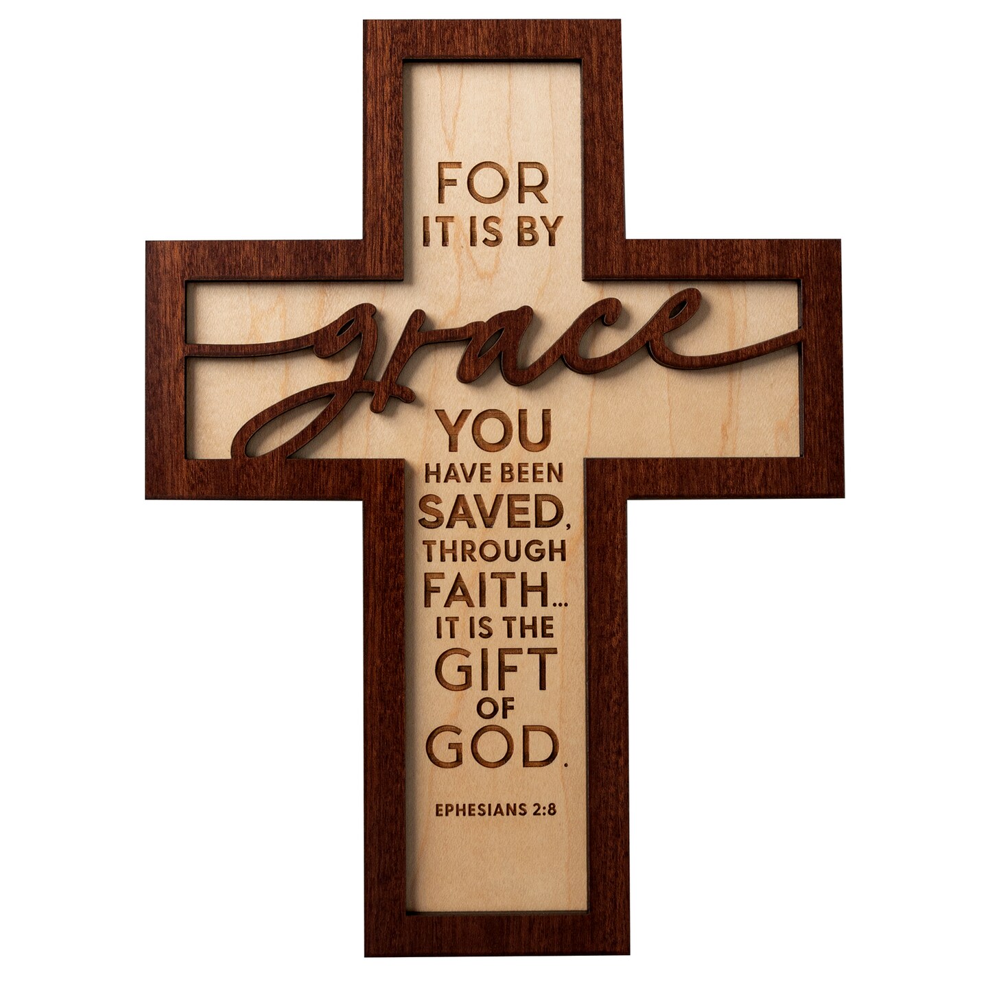 Dexsa For It Is By Grace Inspirational Laser-Cut Wood Cross Plaque 7.5 ...
