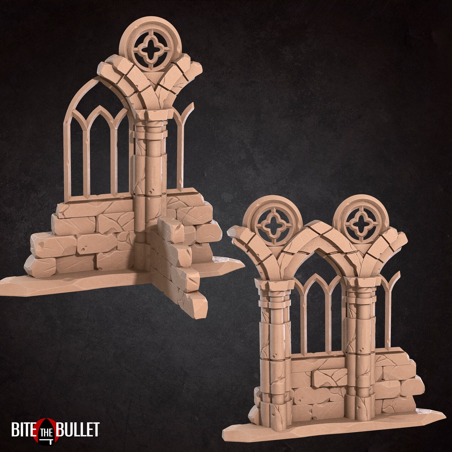 3 pc. Ruins - Terrain from Bite the Bullet. Total height apx. 88mm ...