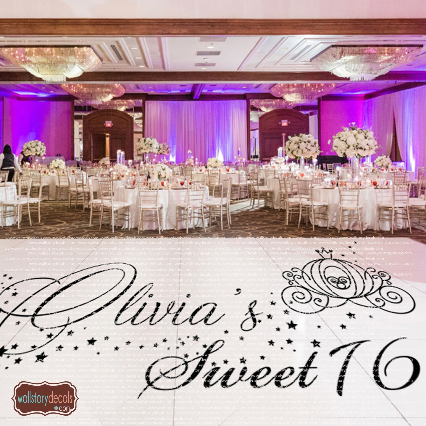 Sweet 16 Birthday Dance Floor Sign Backdrop Decal - Princess ...