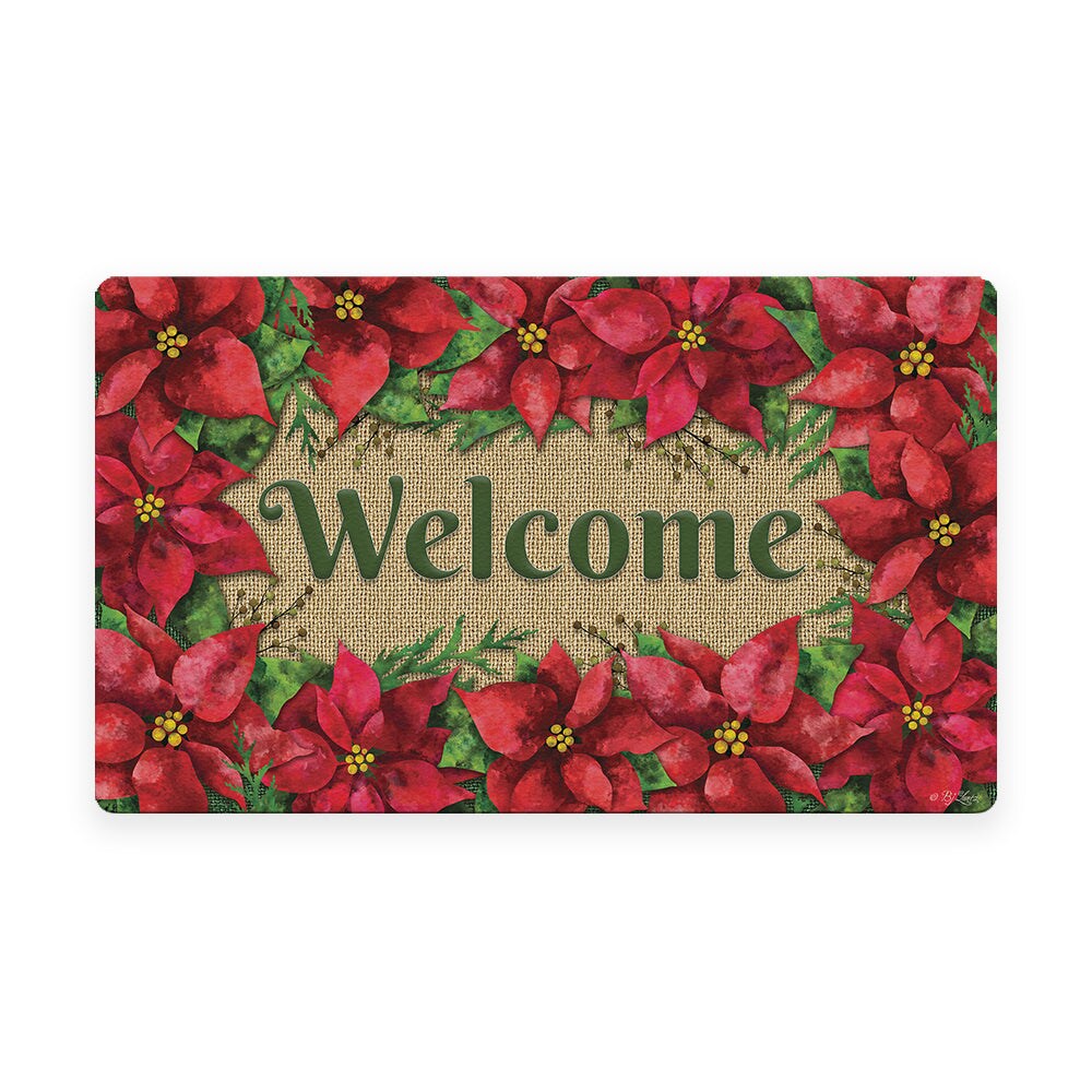 Poinsettia Welcome Door Mat (18 x 30") | Michaels