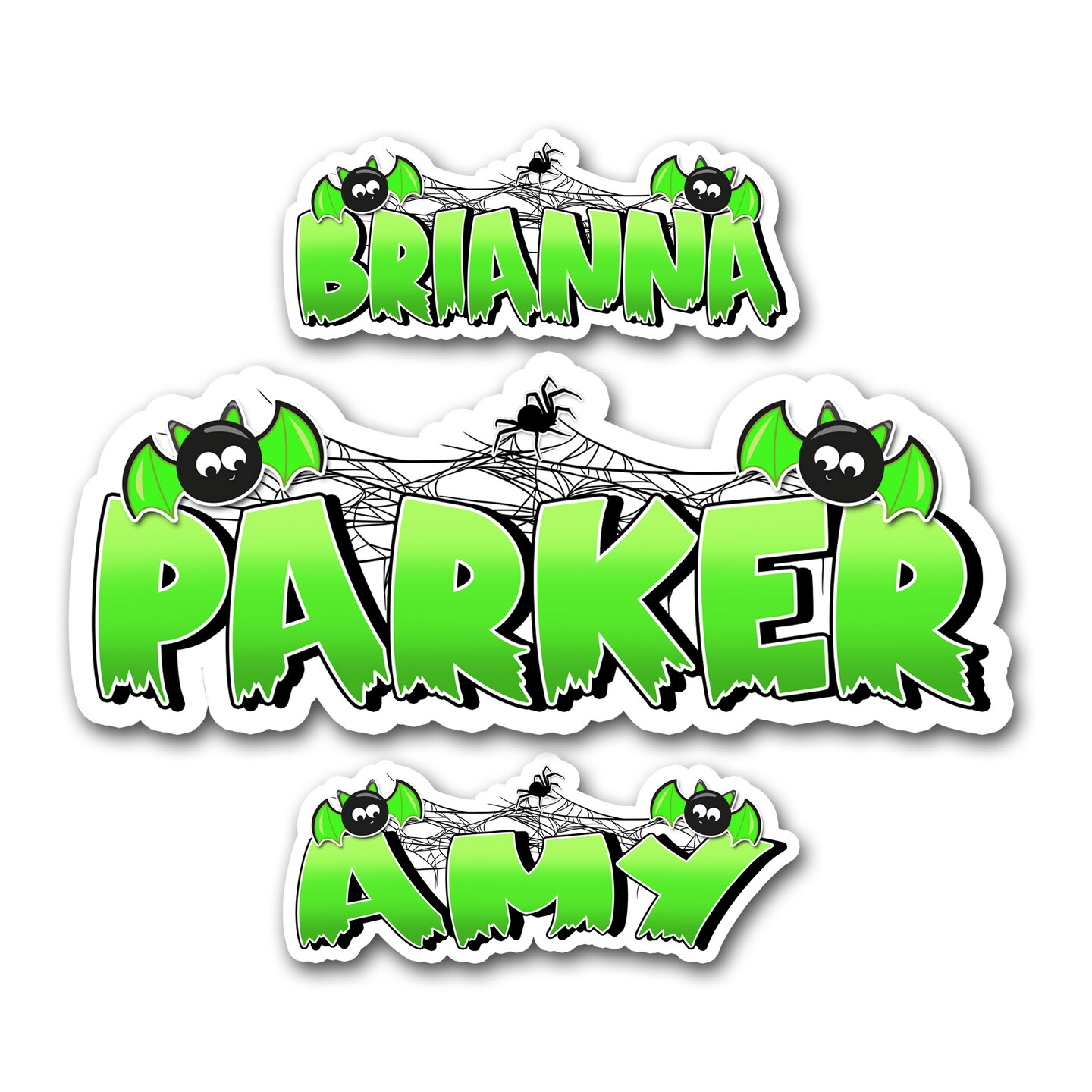 Halloween Sticker, Vinyl Name Decal, Bat Sticker, Kids Name Tag ...