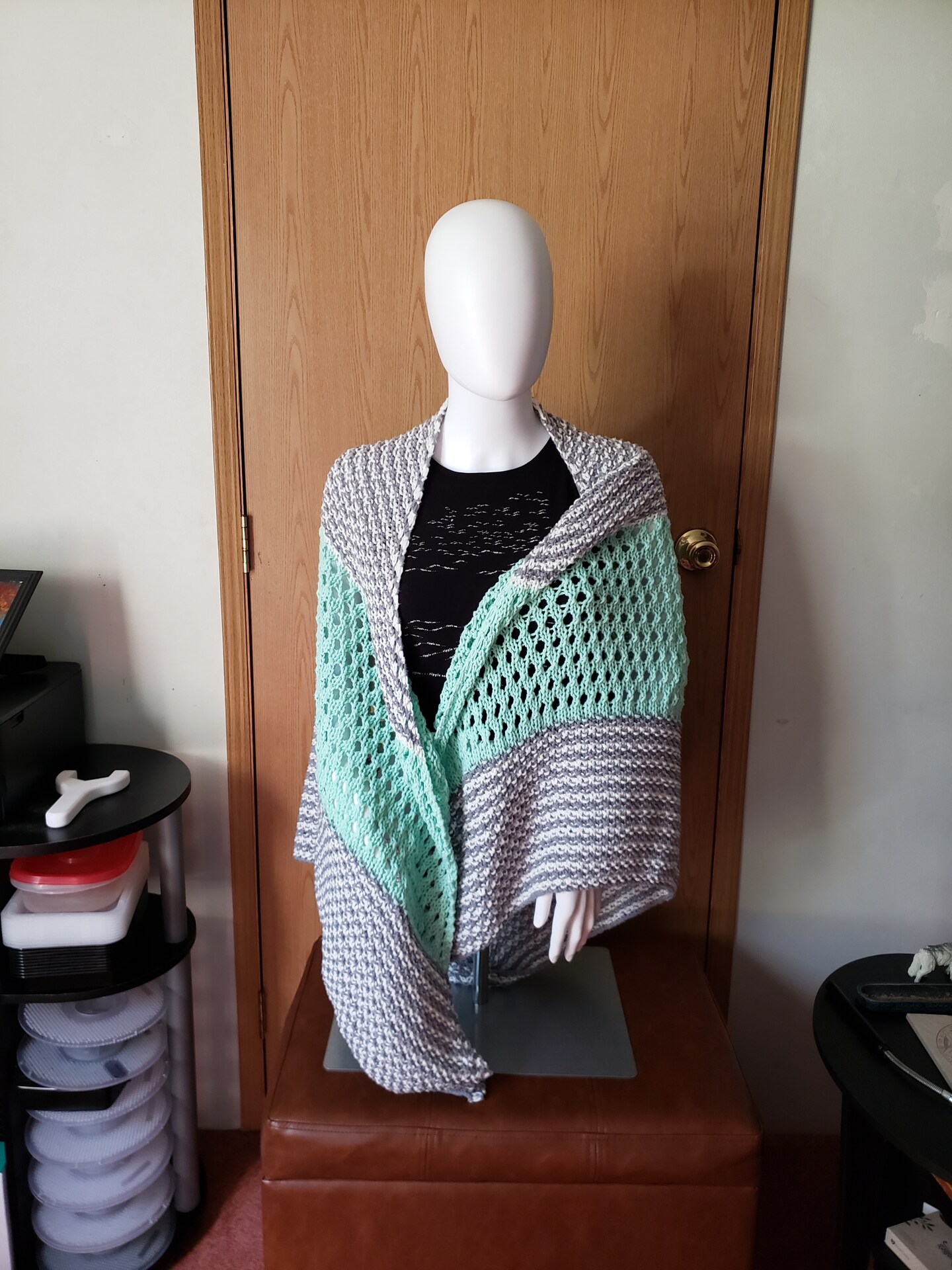 Mint Gray and White Shawl | MakerPlace by Michaels