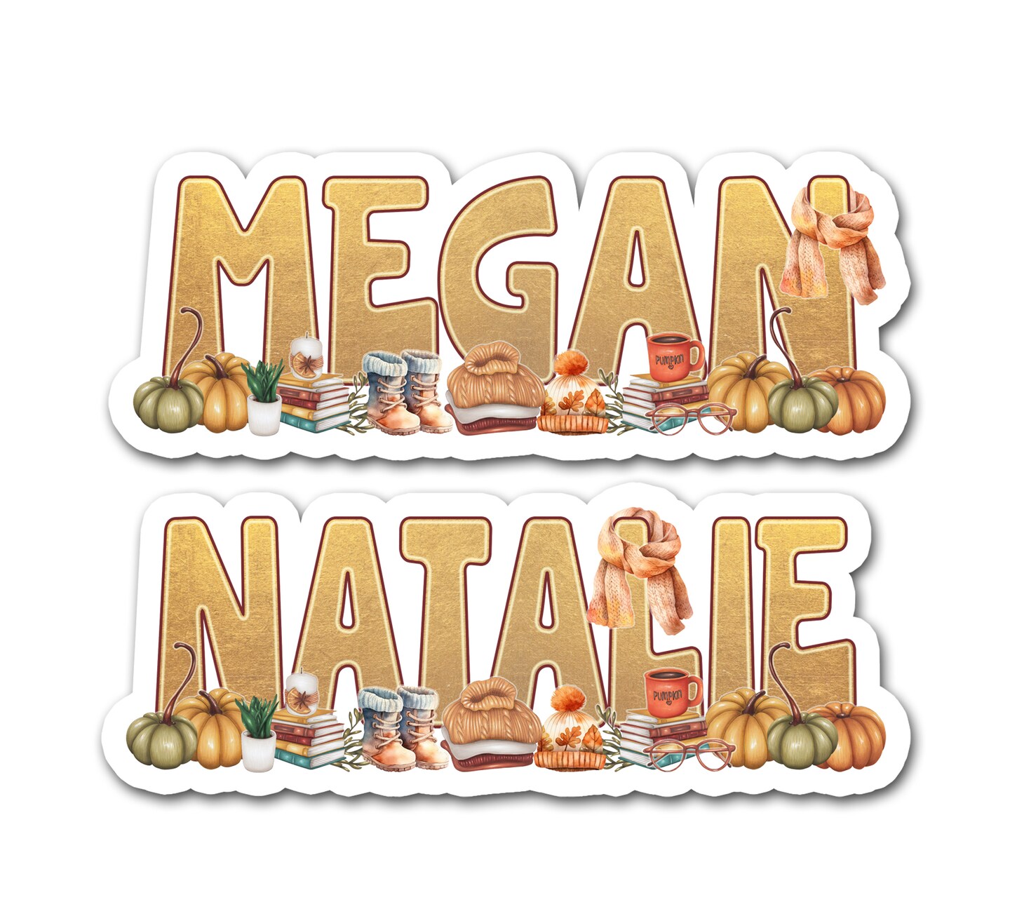 Cozy Autumn Custom Name Sticker, Custom Text Sticker, Fall Water Bottle ...