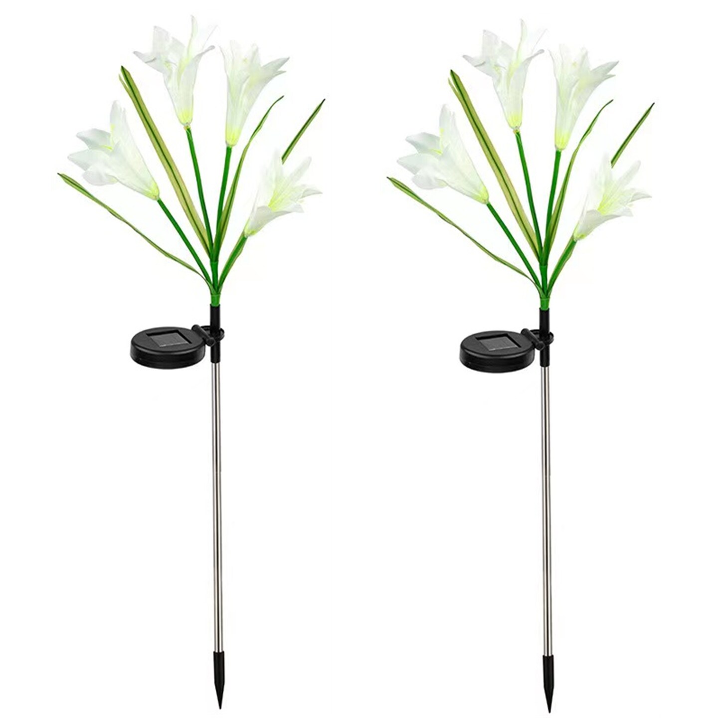 2 Pcs Solar Flowers LED Light Outdoor Garden Yard Stake Solar Flower ...