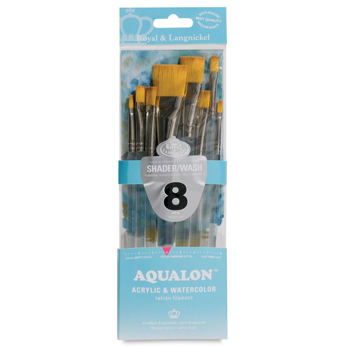 Royal Langnickel Aqualon Taklon Brush Set - Shader/Wash, Set of 8 ...