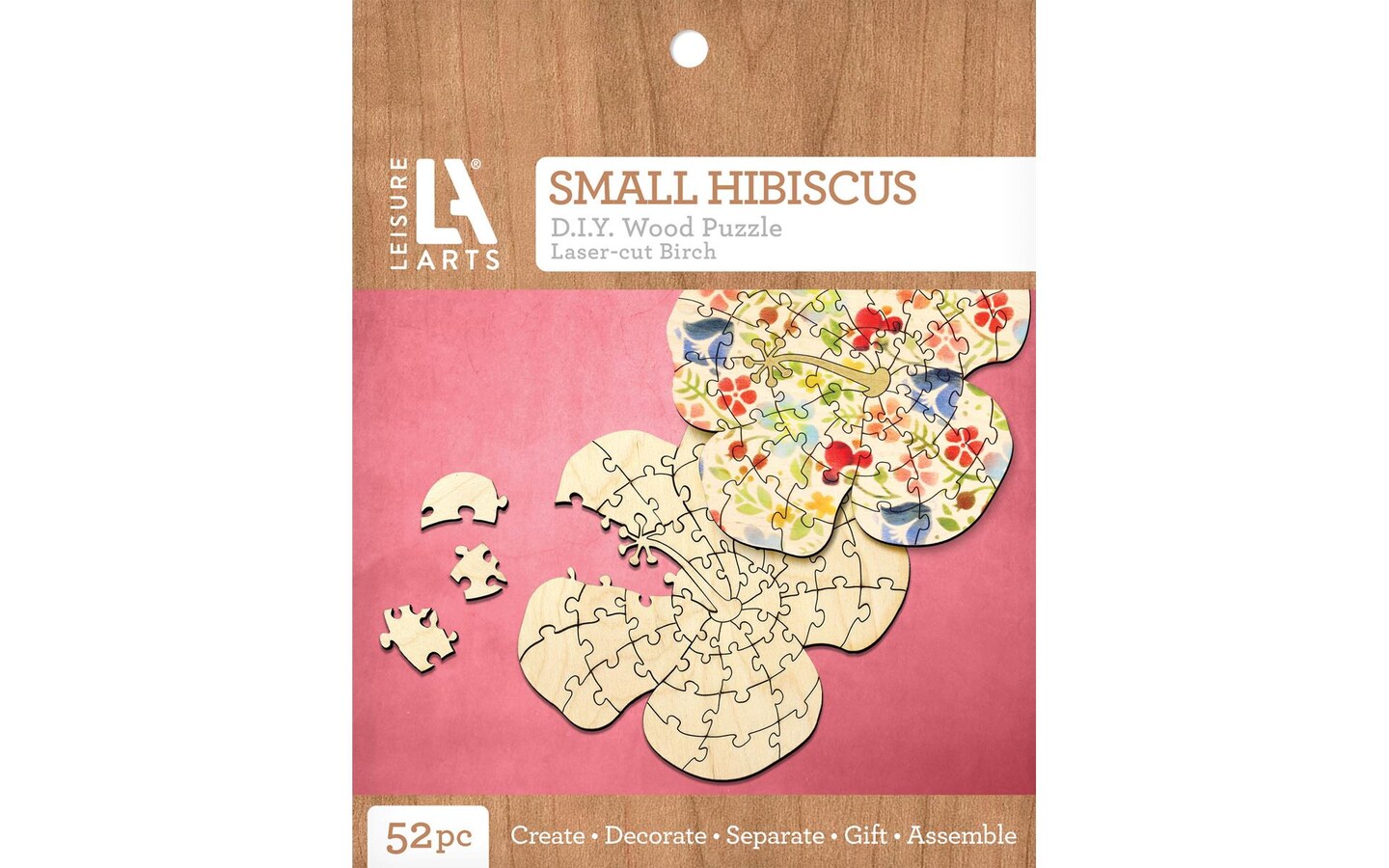 Leisure Arts Wood Puzzle Small Hibiscus 52 pieces 5.75"x 5.5" Blank Puzzles, Make Your Own ...