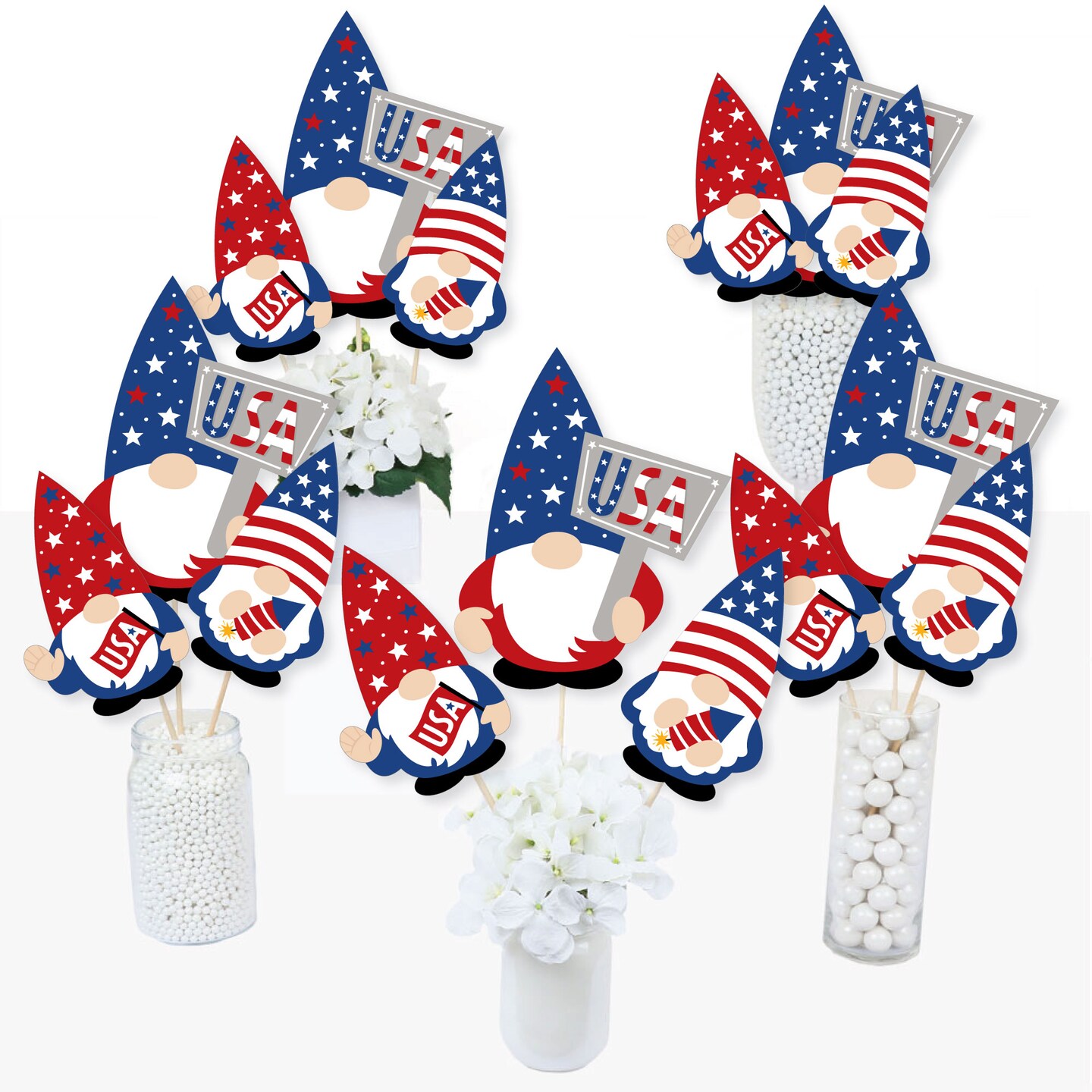 Big Dot of Happiness Patriotic Gnomes - Holiday Gnome Party Centerpiece ...