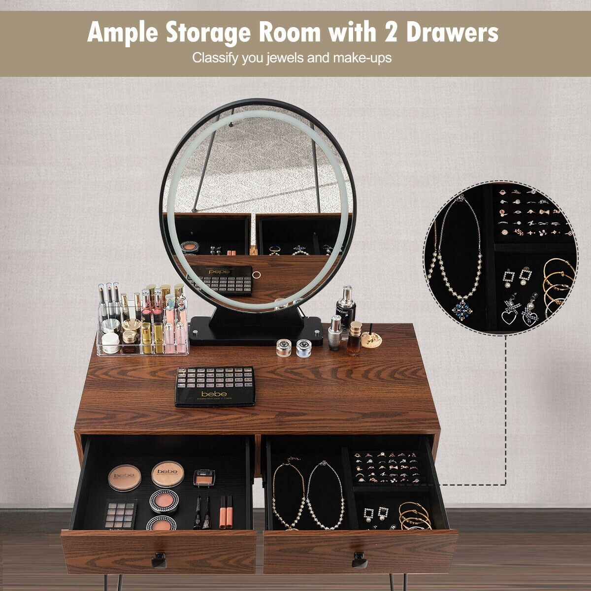 Industrial Makeup Dressing Table with 3 Lighting Modes Michaels