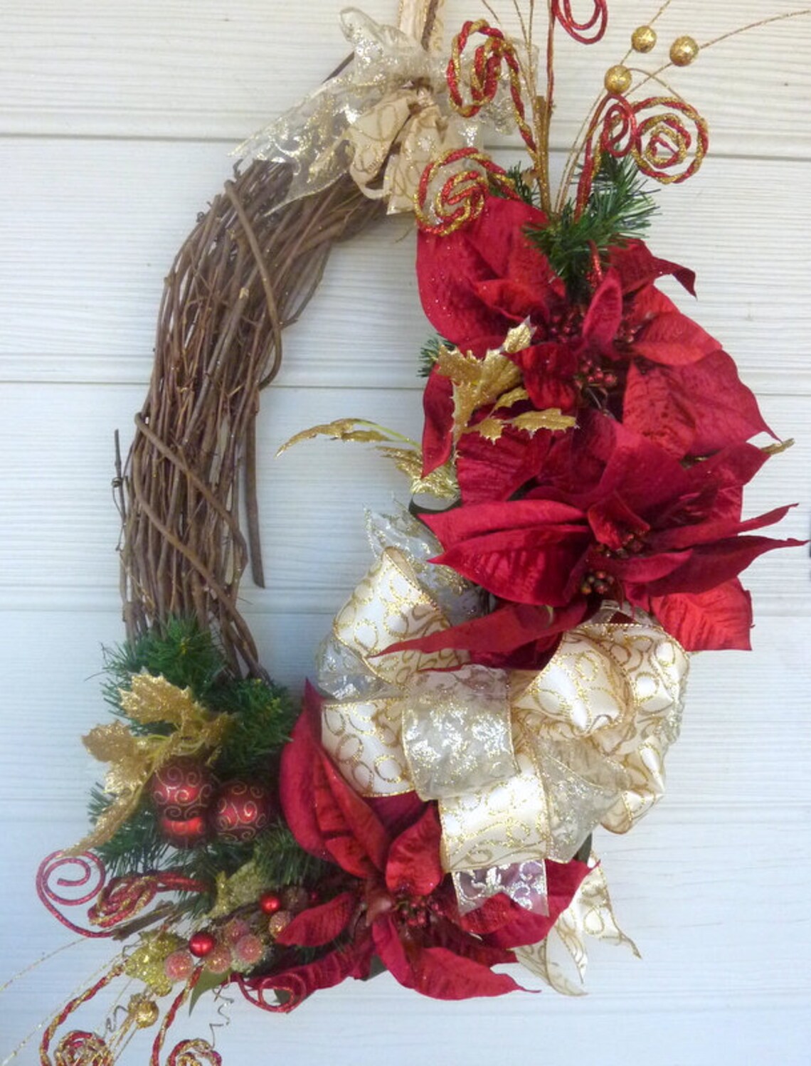 Oval Christmas Wreath, Burgundy and Gold Wreaths | MakerPlace by Michaels