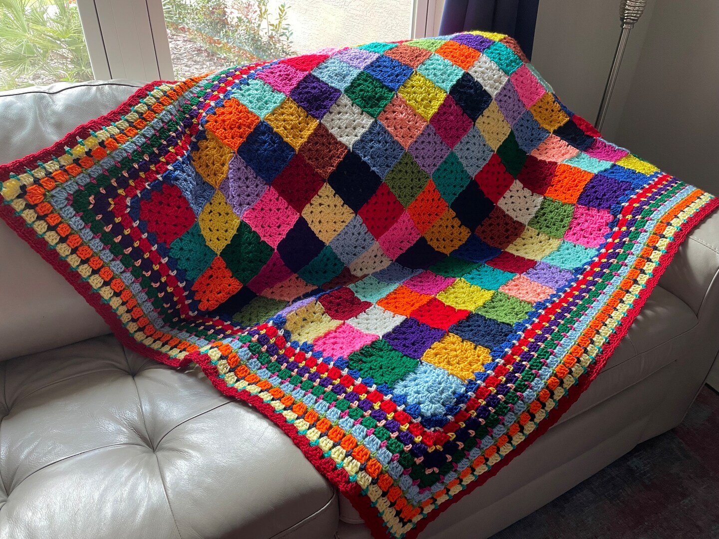 Clearance Priced New Handmade Crochet Granny Square Afghan Colorful