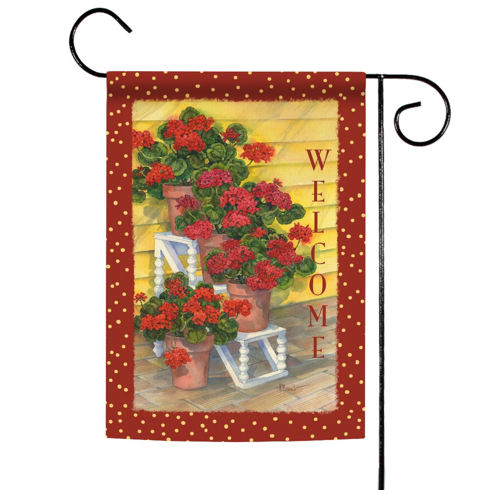 Polka Dot Geraniums Decorative Welcome Flag | Michaels