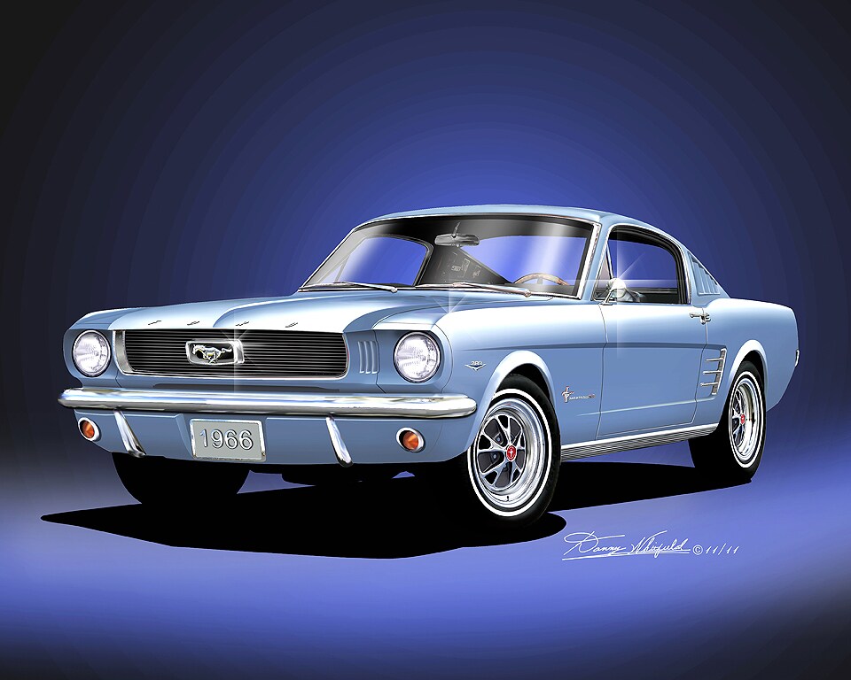 1966 Mustang Fastback - Silver Blue | Car Art Prints by Danny Whitfield ...