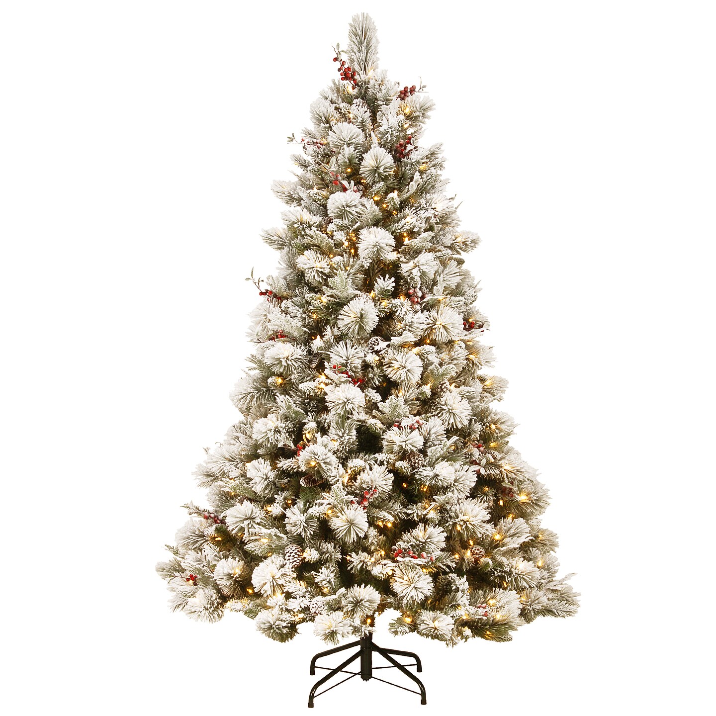 National Tree Company 7.5ft. Snowy Bedford Pine Tree with Clear Lights ...