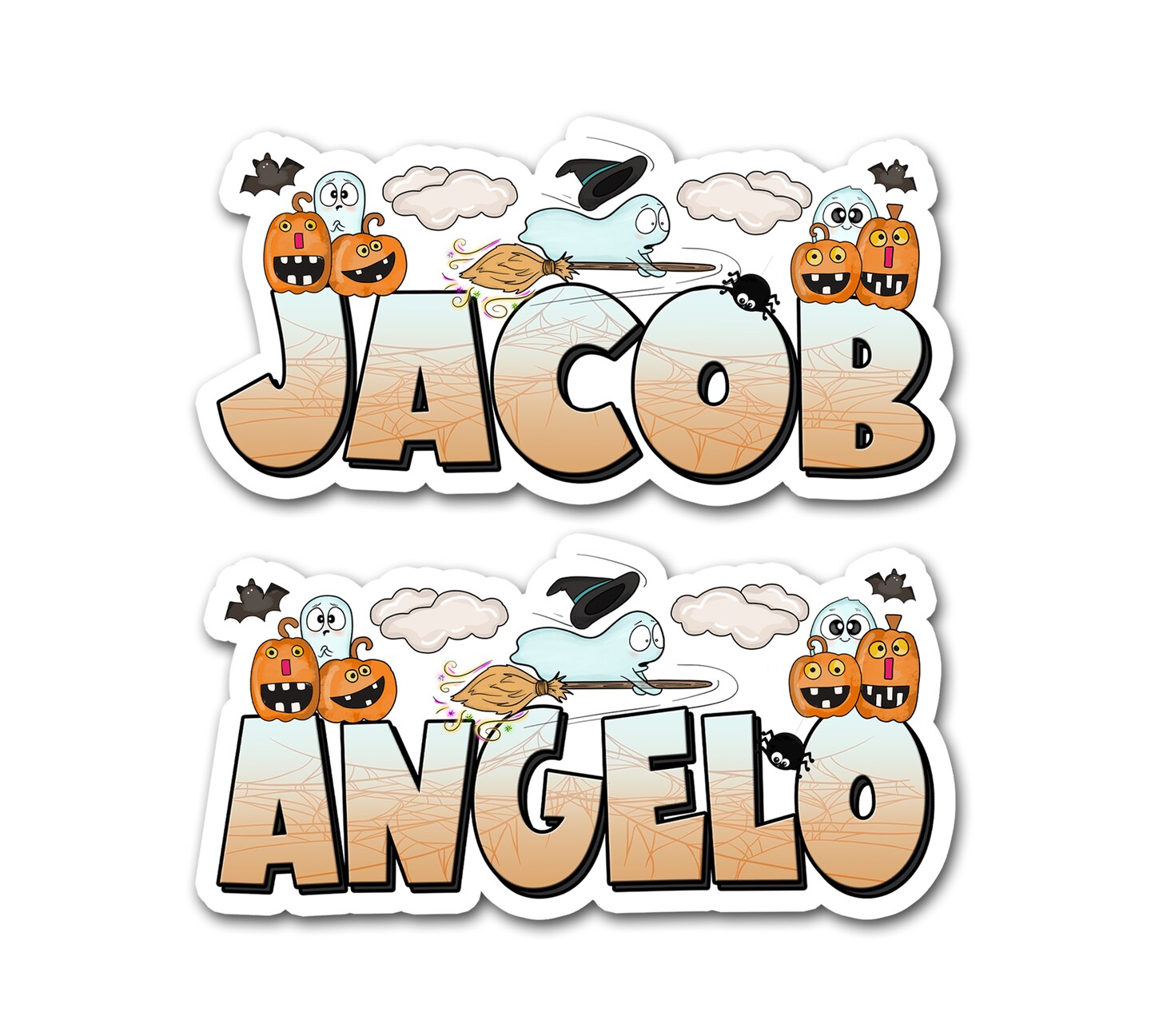Cute Ghost Sticker, Custom Text Decal, Halloween Treat Tag, Vinyl Name ...