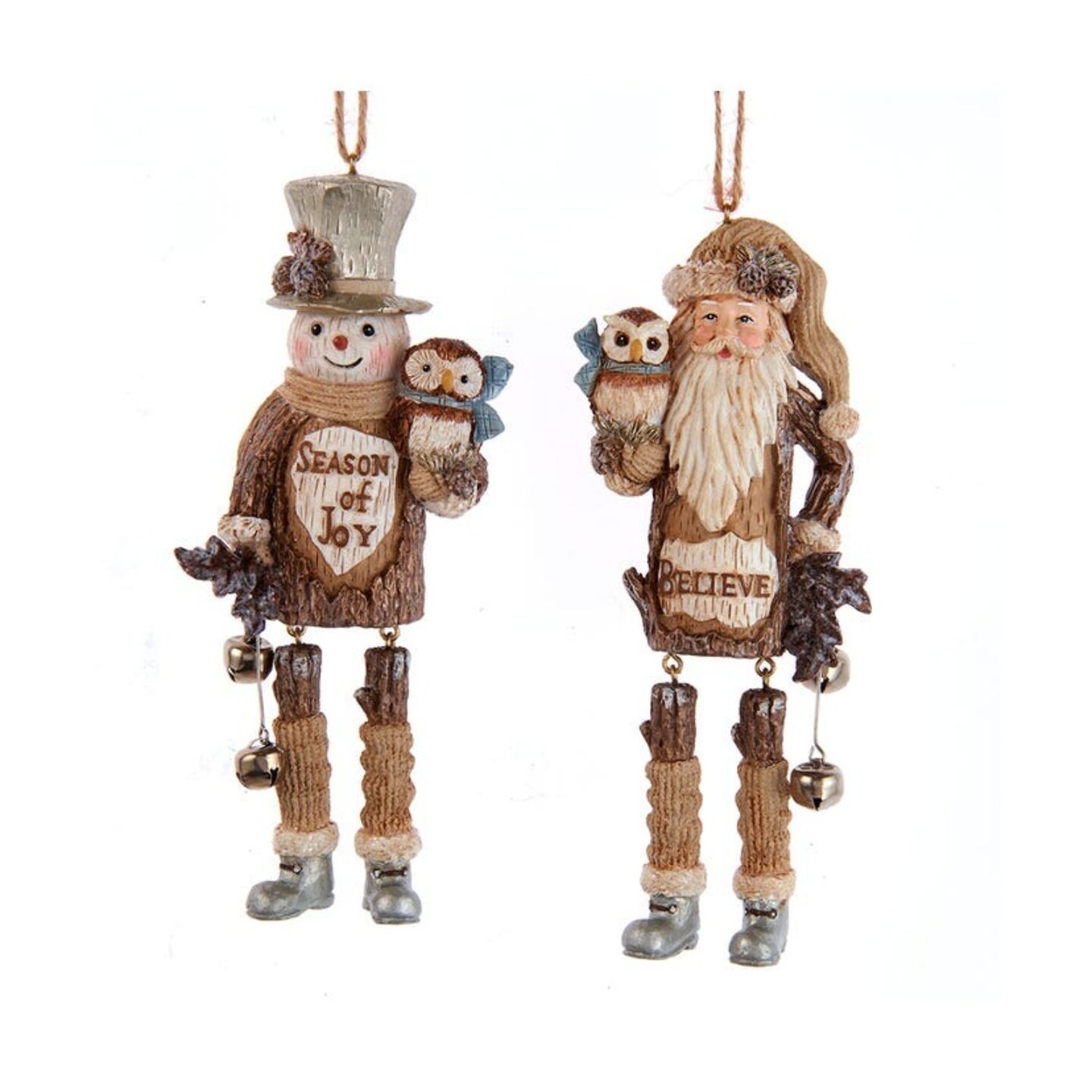 KSA Club Pack of 12 Brown Snowman and Santa with Dangle Legs Christmas ...