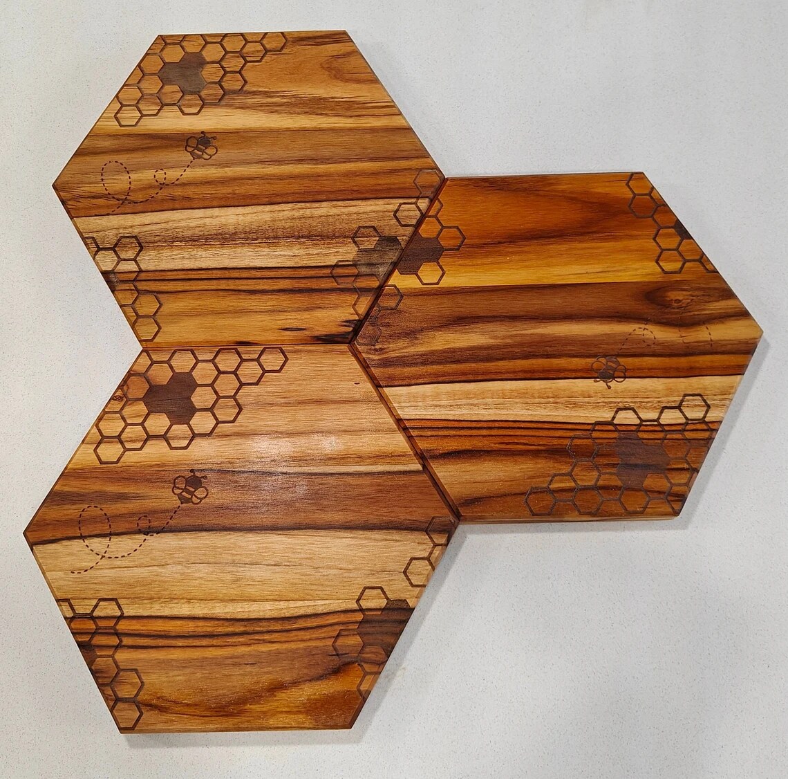 Honeycomb Cutting Board | Bee Serving Board | Housewarming Gift | Teak ...