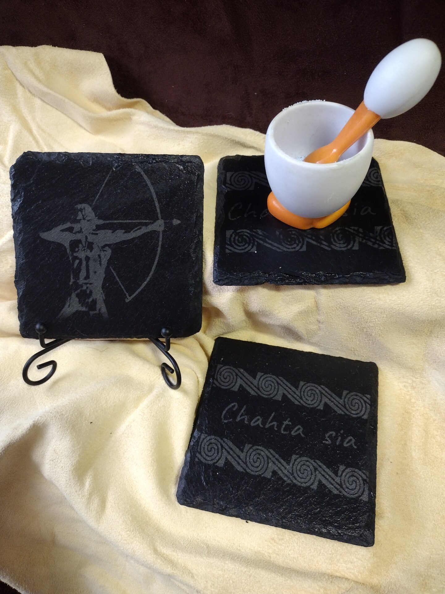 Engraved slate coaster with rubber feet for your favorite beverage or ...