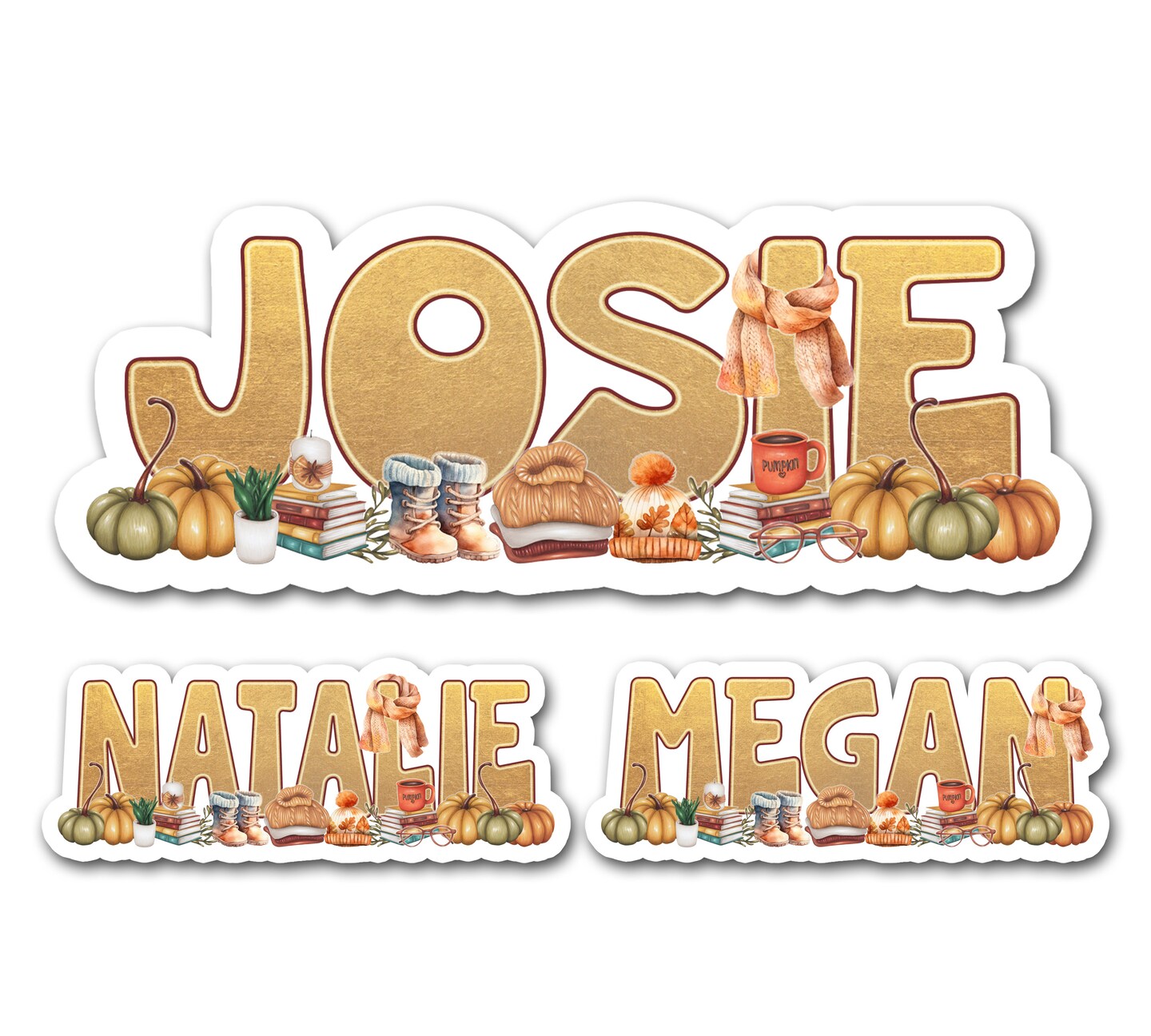 Cozy Autumn Custom Name Sticker, Custom Text Sticker, Fall Water Bottle ...