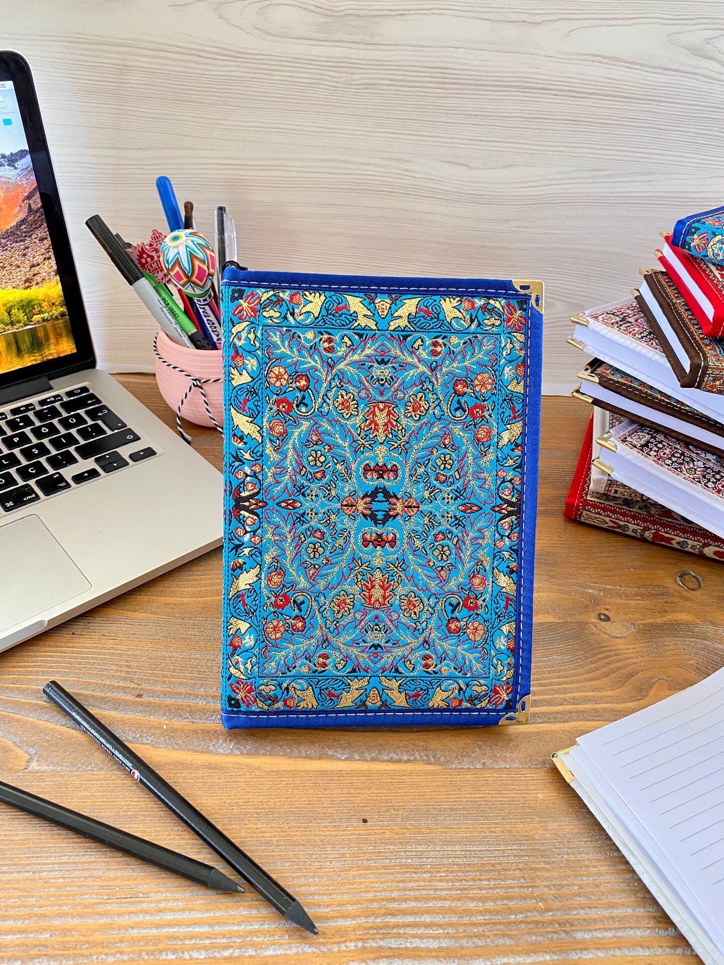 Handmade Fabric Journal, Boho Notebook, Large Notebook, Carpet Notebook ...