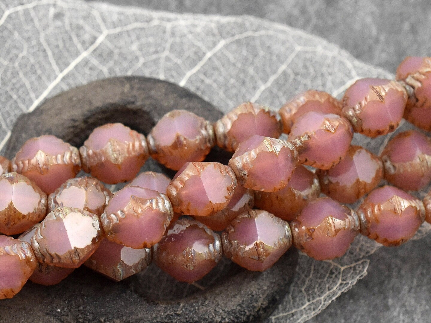 *15* 8x10mm Pink Opaline Picasso Faceted Bicone Beads | Michaels