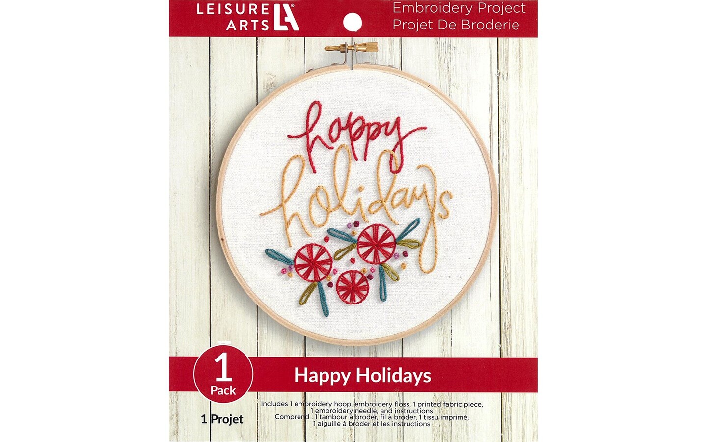 Leisure Arts Kit Embroidery 6" Happy Holidays, Model: PA-385760 | Michaels
