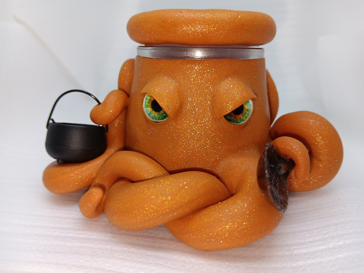 Pre-made 2 oz Orange with Glitter Angry Octopus Jar | MakerPlace by ...