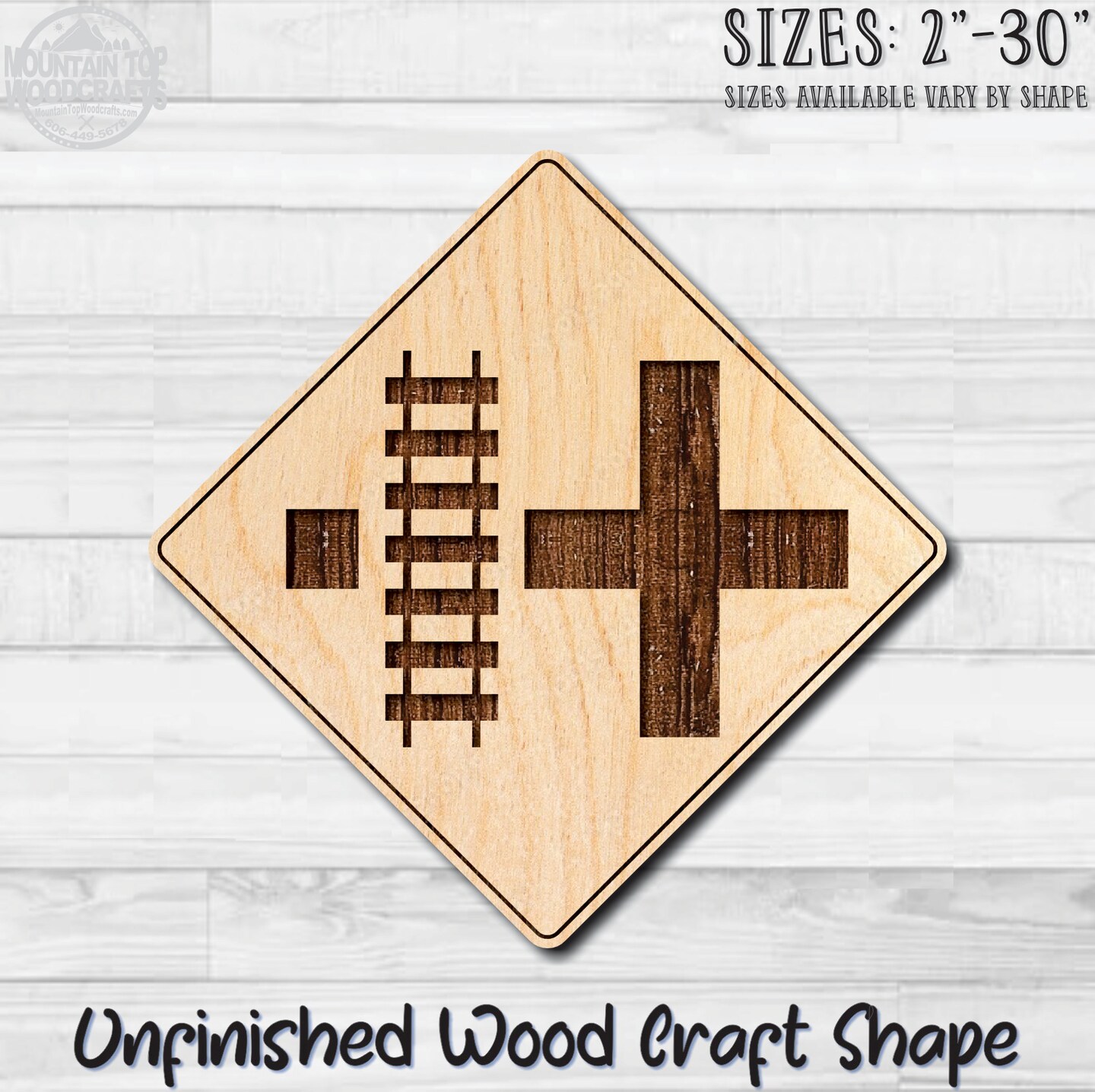 Railroad Crossing Street Road Sign Unfinished Wood Shape Blank Laser ...