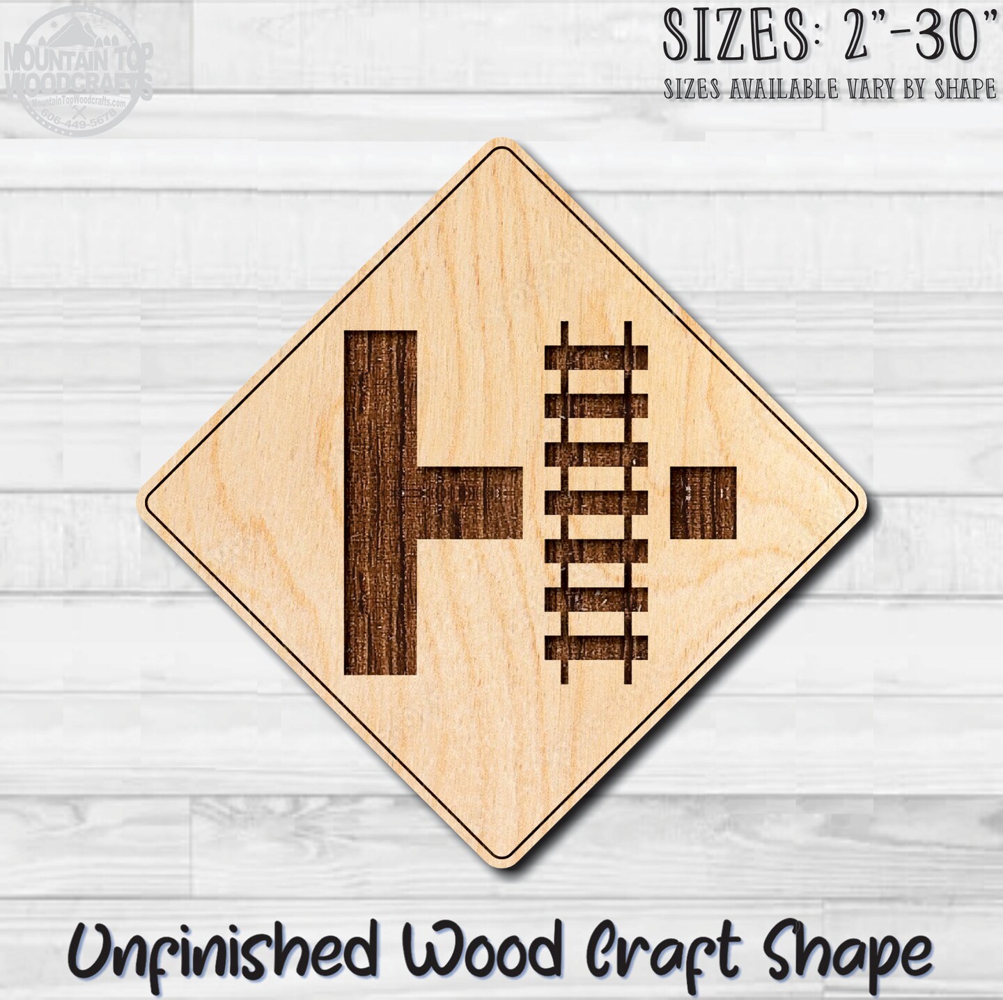 Railroad Crossing Traffic Street Road Sign Unfinished Wood Shape Blank ...