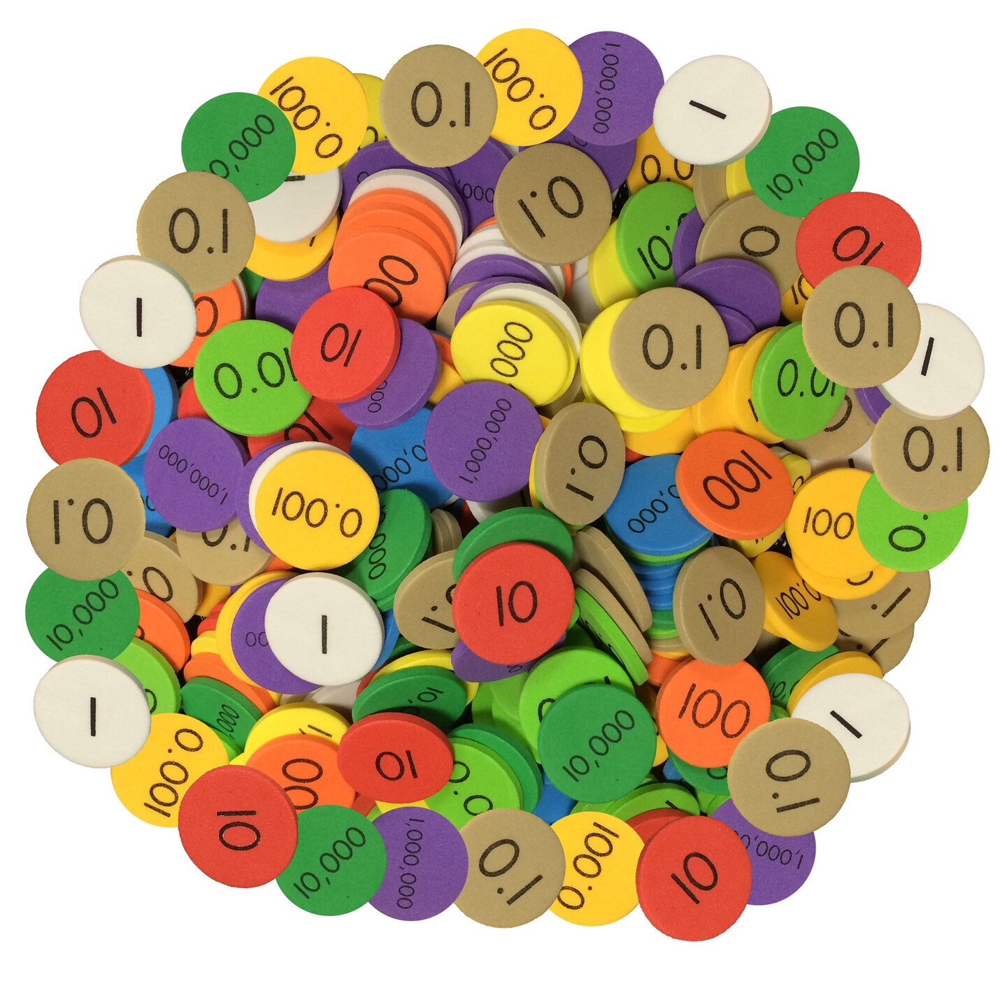 10-Value Decimals to Whole Numbers Place Value Disc, Pack of 3000 ...