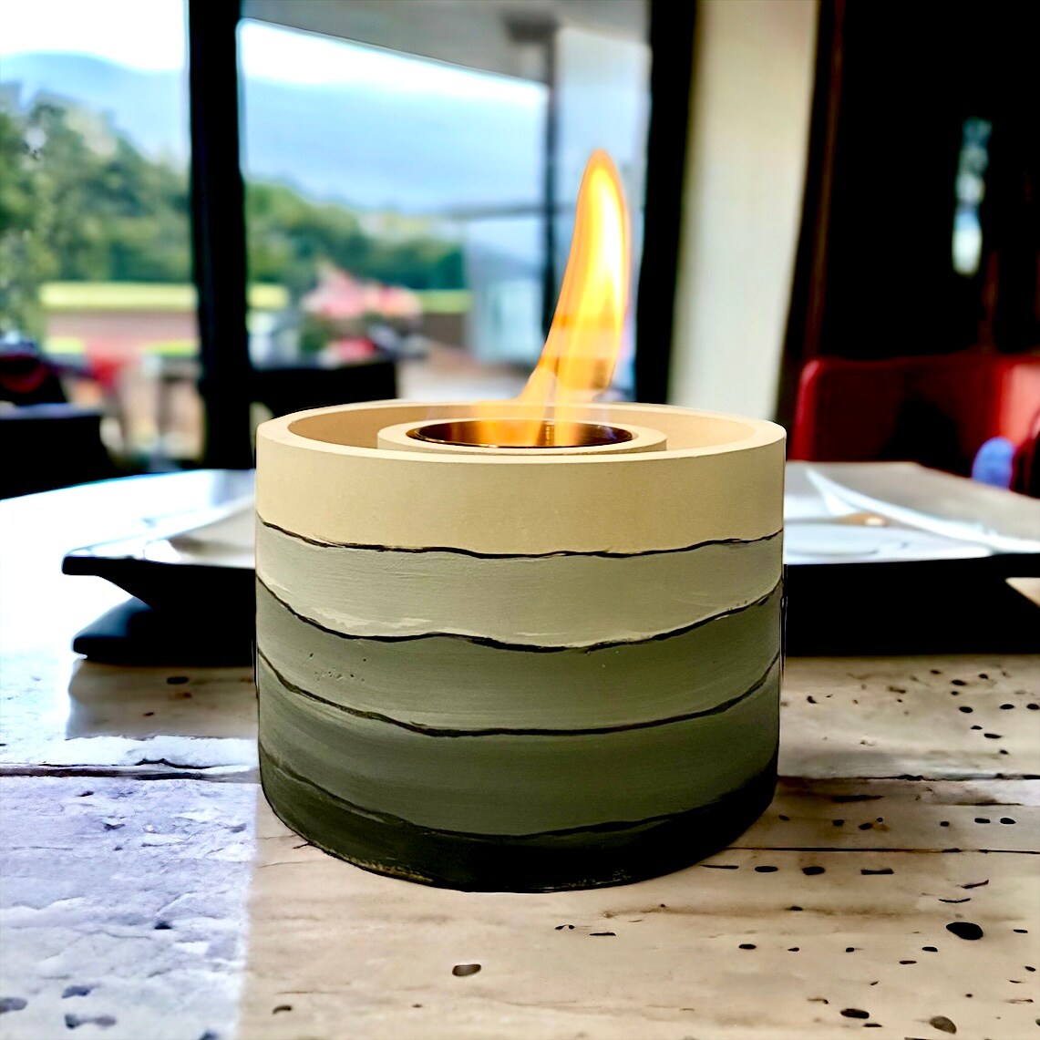 Concrete Mini Tabletop Fire Pit, handmade clean fuel indoor outdoor ...