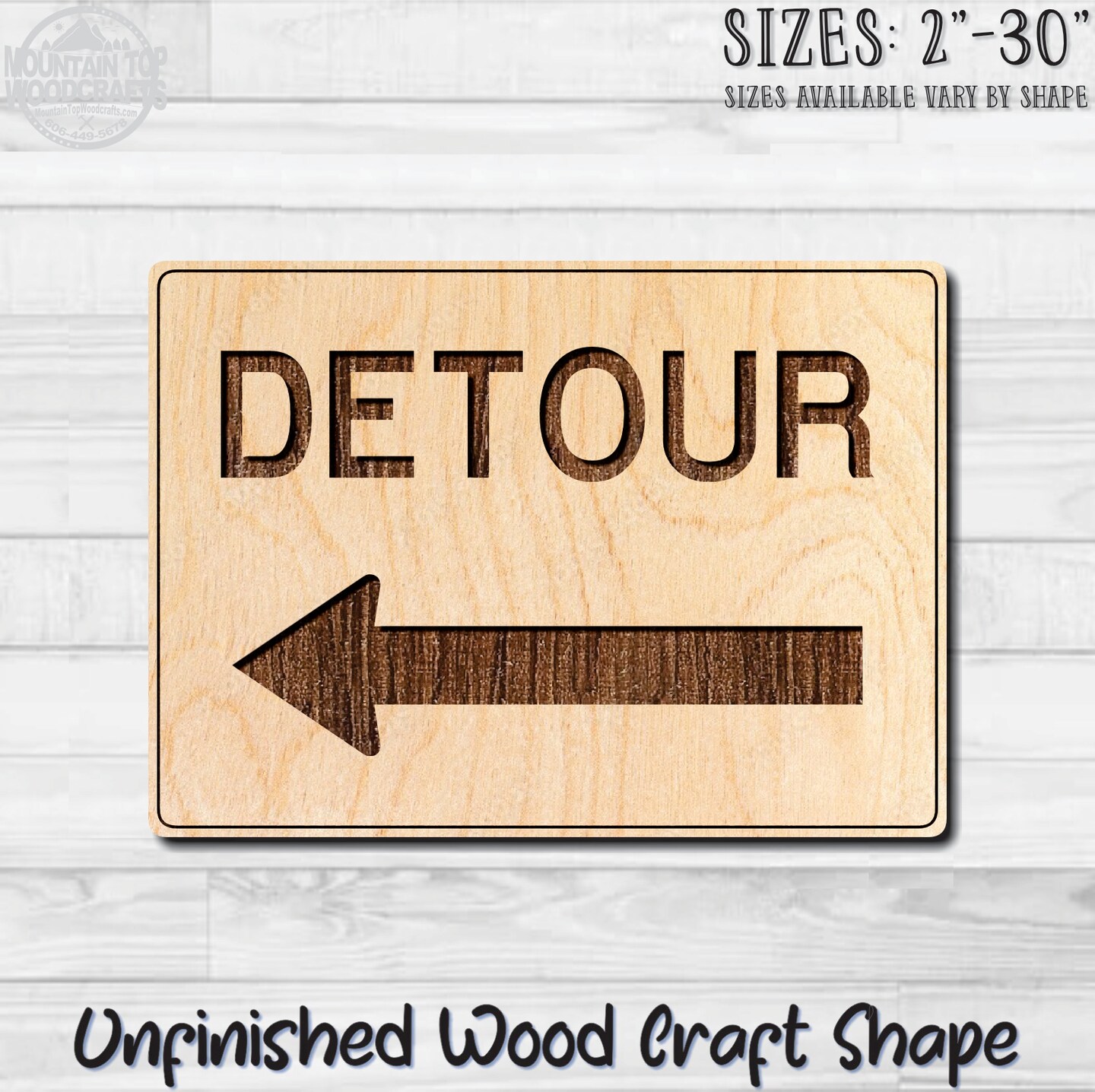 Detour Left Arrow Traffic Street Road Sign Unfinished Wood Shape Blank ...