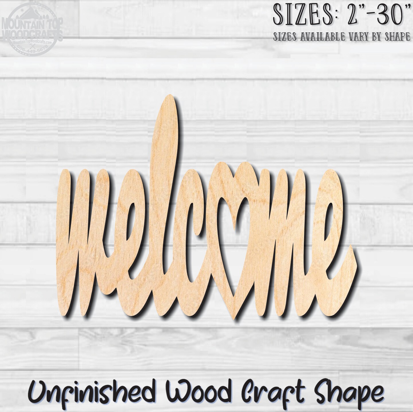 Welcome Word Wording Unfinished Wood Shape Blank Laser Engraved Cut Out ...