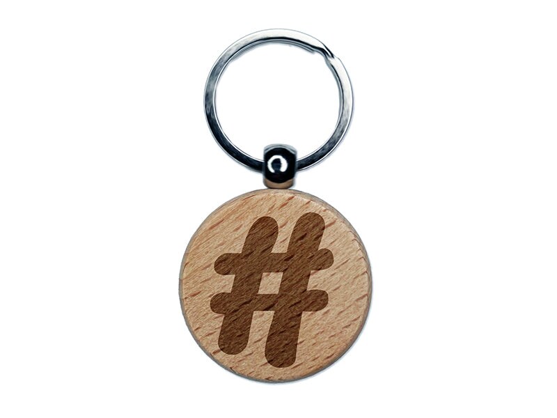 Hashtag Number Sign Engraved Wood Round Keychain Tag Charm | Michaels