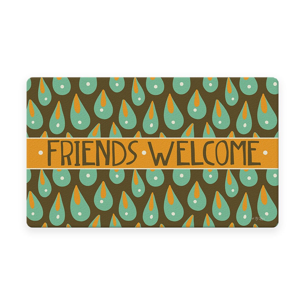 Welcome Rain Drops - Teal Door Mat (18 x 30") | Michaels