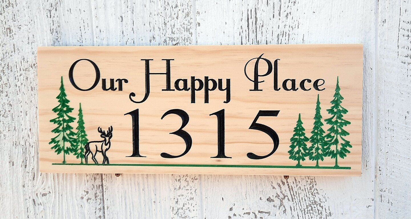 Custom Carved Wood Signs | Personalized Cabin Sign with Deer | Wooden ...