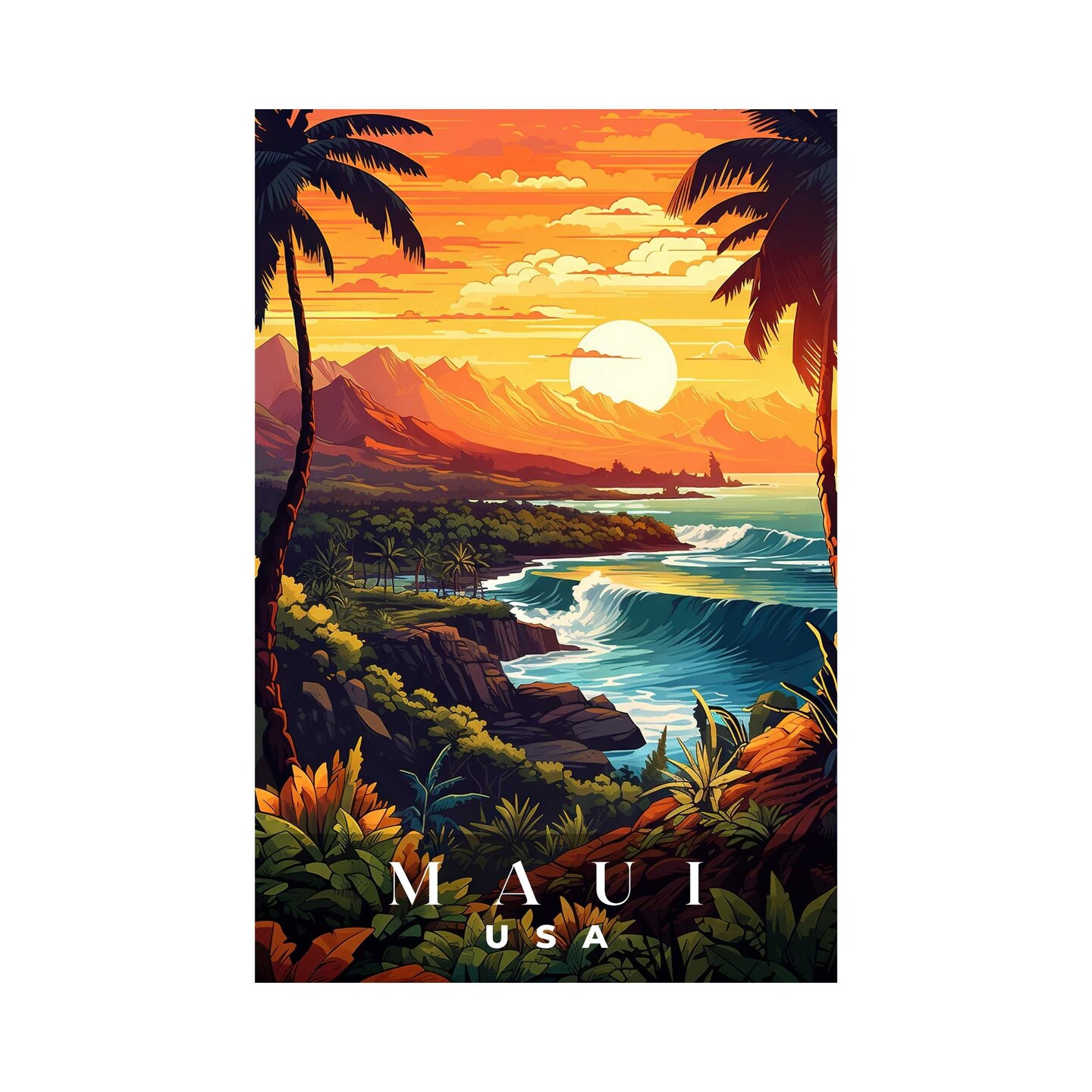 Maui Poster, World Travel Print, Office Poster, Home Decor | S2 ...