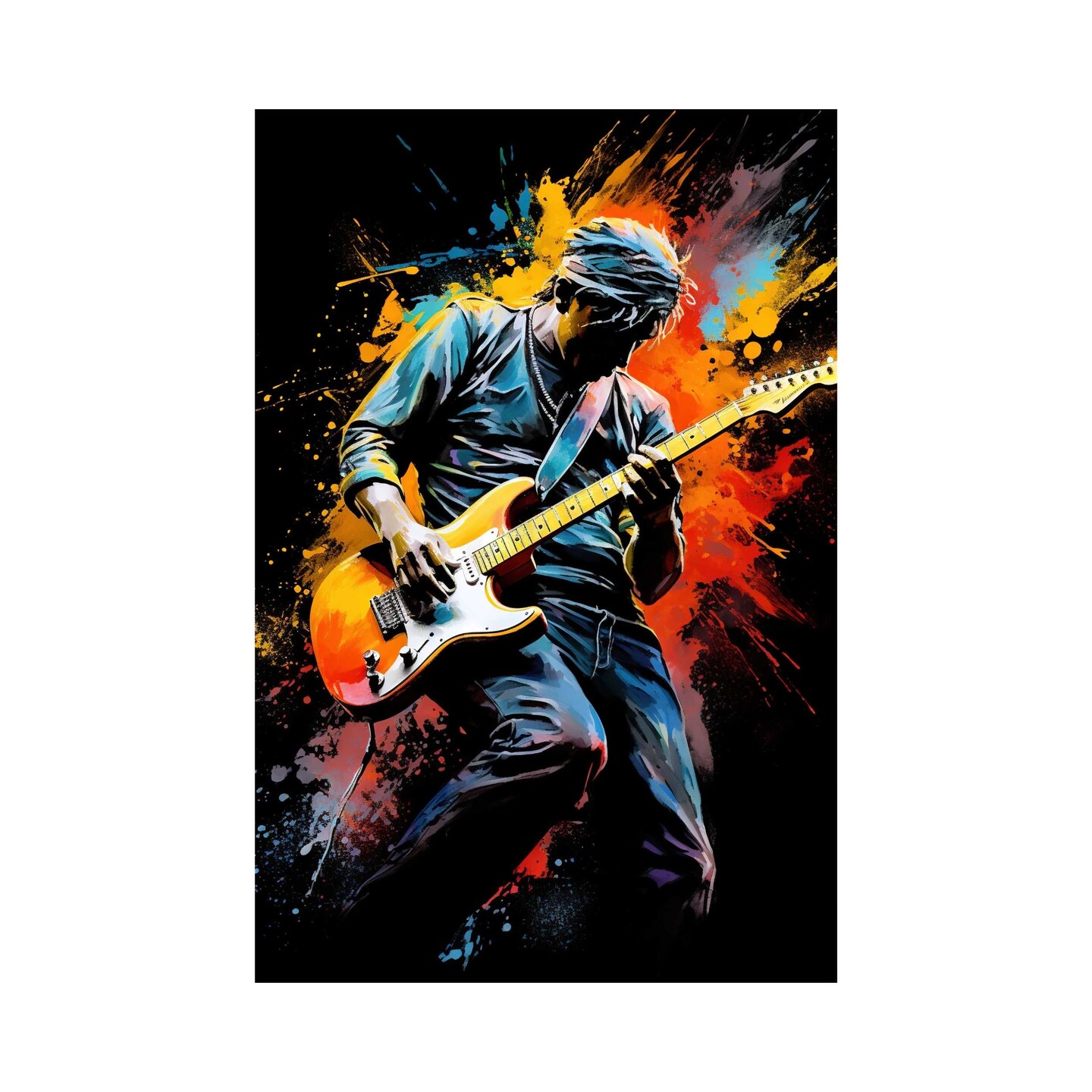 Male Guitarist 1 Poster, Musical Instrument Print, Office Poster, Home ...