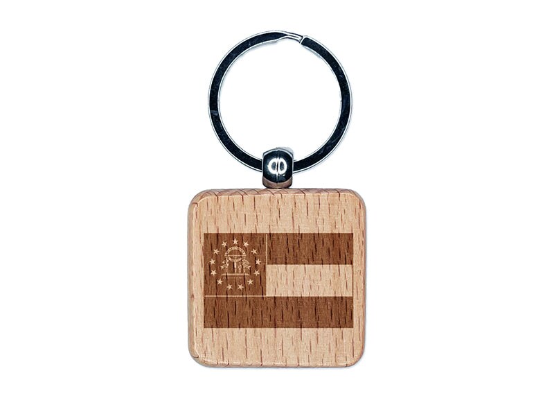 Georgia State Flag Engraved Wood Square Keychain Tag Charm | Michaels