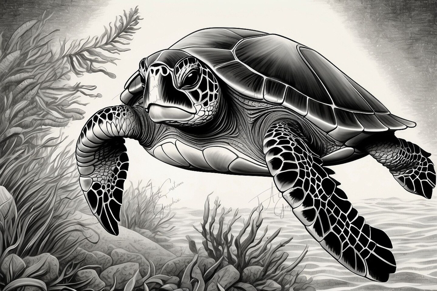Sea Turtle Digital Designs for Laser Engraving: PNG Files for Laser ...