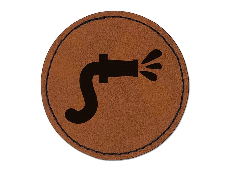 Fire Hose Firefighter with Water Round Iron-On Engraved Faux Leather ...