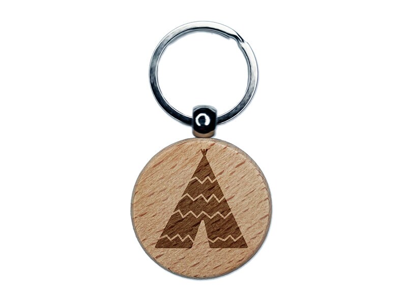 Tipi Teepee Engraved Wood Round Keychain Tag Charm | Michaels
