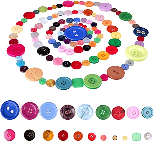 1500 Pieces Round Resin Buttons Mixed Color Assorted Sizes for Crafts ...
