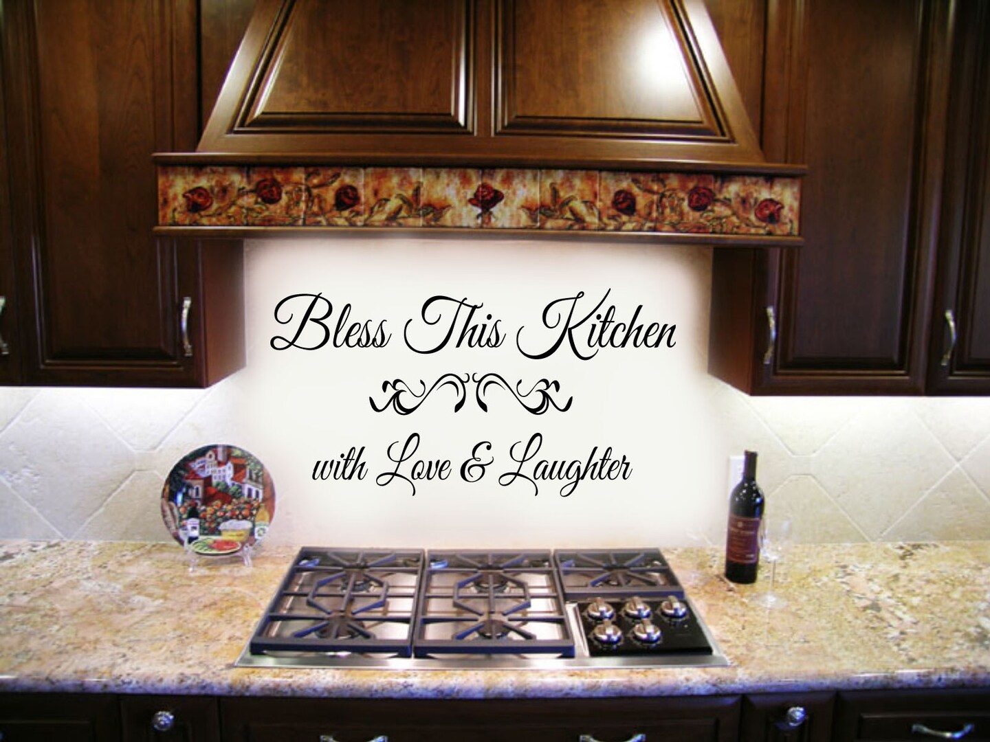 Kitchen Wall Art Decor - Quotes Decal - Bless this Kitchen with Love ...