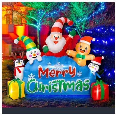 Outdoor Inflatable Decorations with LED Lights, 7FT Long Merry ...